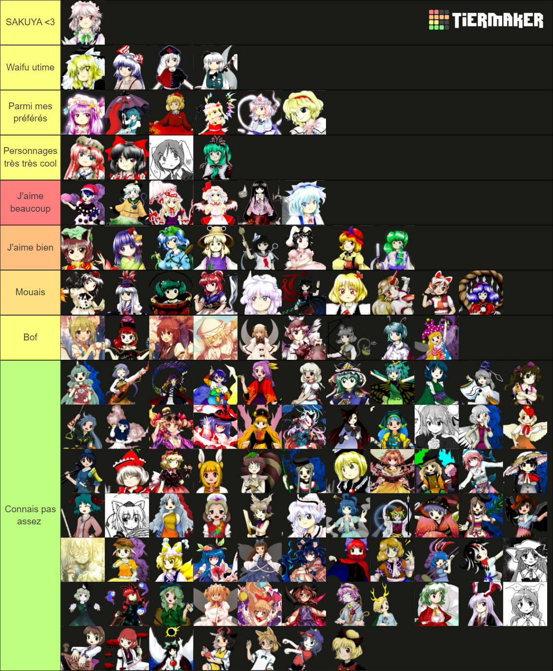 Touhou Characters (6-18) Tier List (Community Rankings) - TierMaker