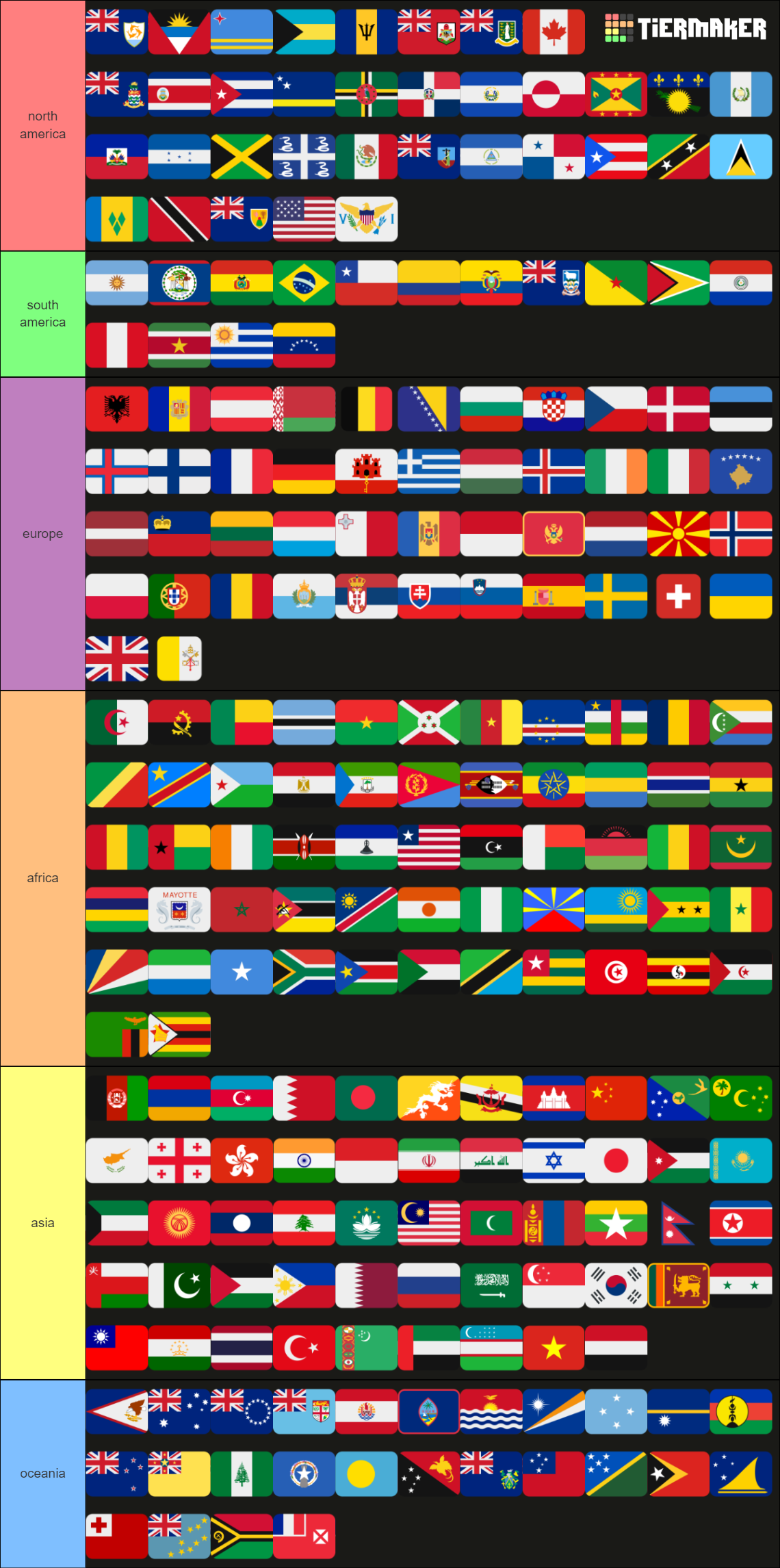 Countries & Territories Tier List (Community Rankings) - TierMaker
