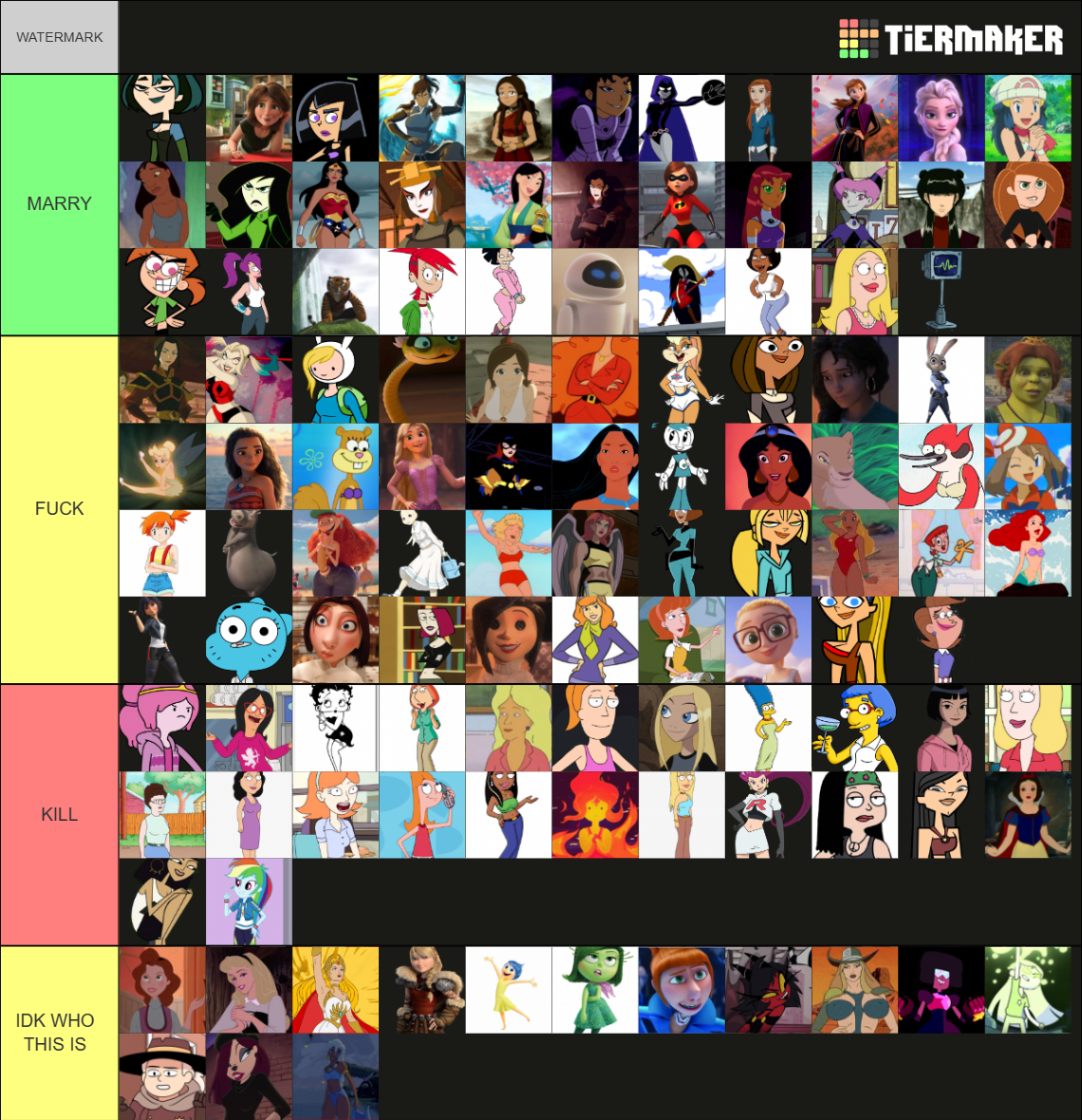Cartoon Waifus/and Crushes Tier List (Community Rankings) - TierMaker