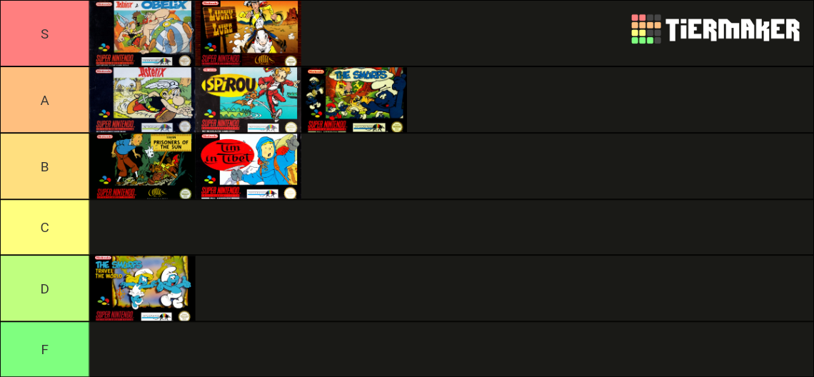 Infogrames SNES Games Tier List (Community Rankings) - TierMaker