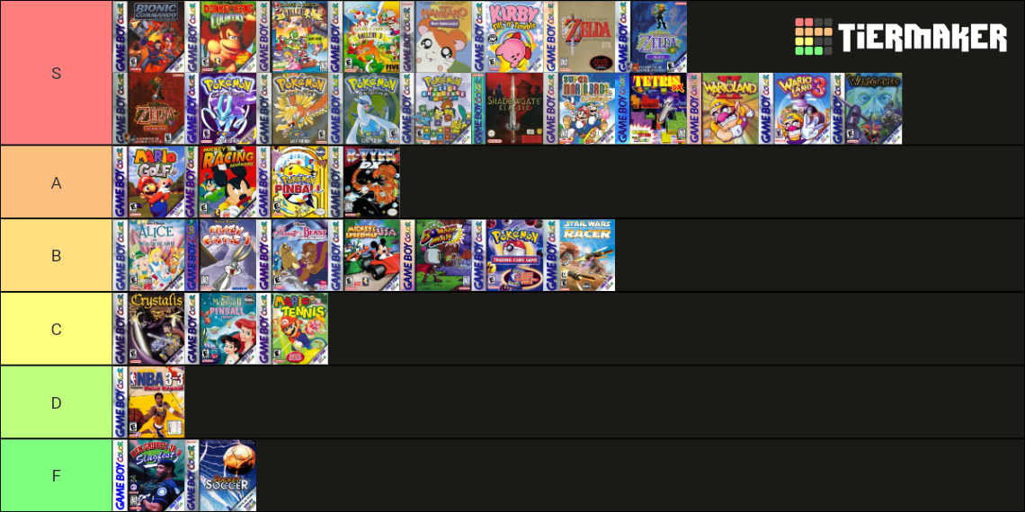Nintendo Game Boy Color Games Tier List (Community Rankings) - TierMaker