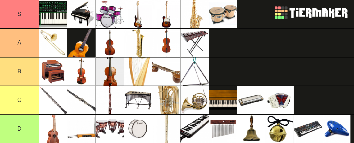 Instruments Tier List (Community Rankings) - TierMaker