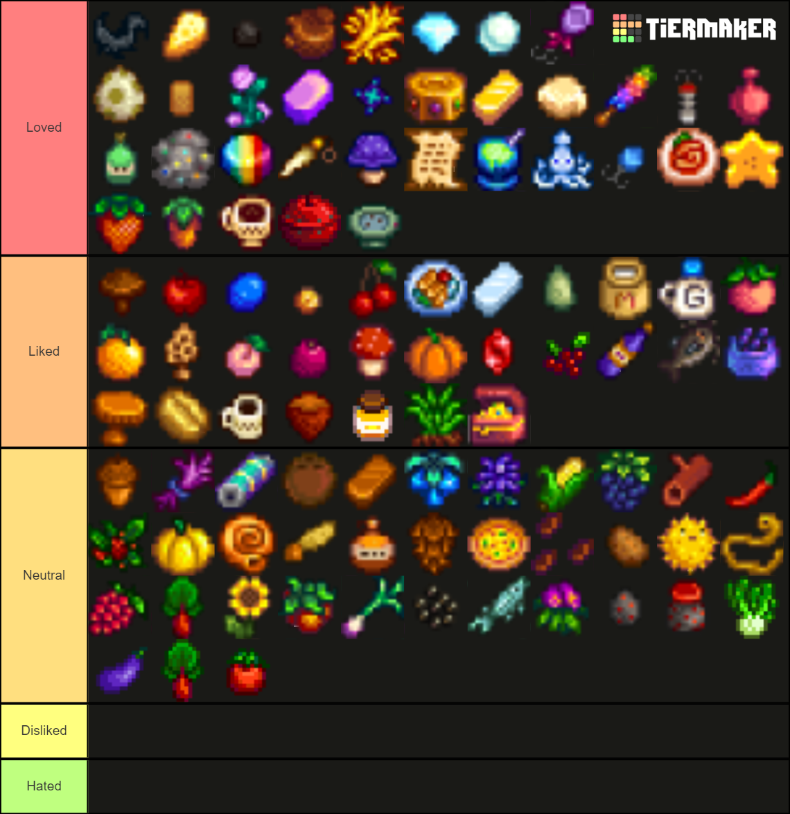 Stardew Valley Gifts Tier List (Community Rankings) - TierMaker