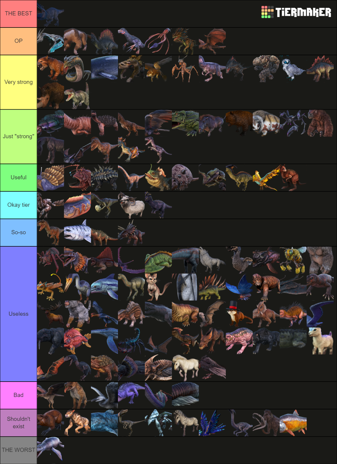 Ark Creatures tl ark animal Tier List (Community Rankings) - TierMaker