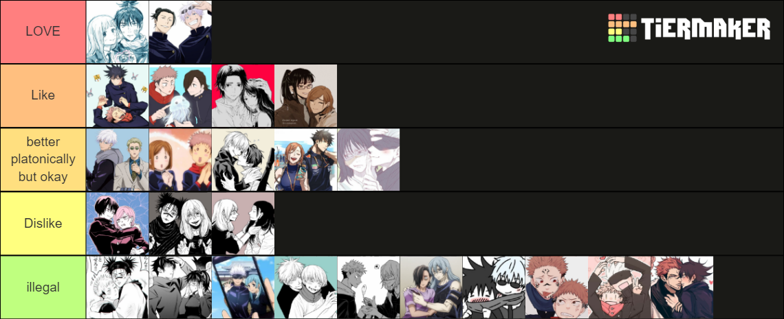Jujutsu Kaisen Ships Tier List (Community Rankings) - TierMaker