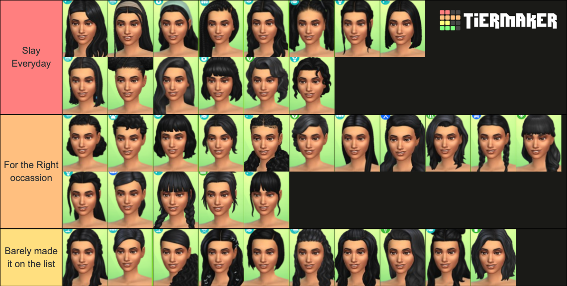 Sims 4 CAS Hairs Tier List (Community Rankings) - TierMaker