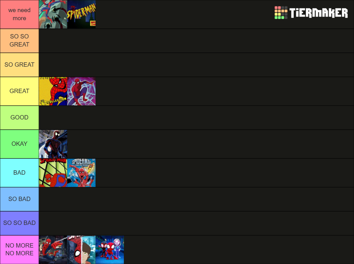 spider-man Animated tv show Tier List (Community Rankings) - TierMaker