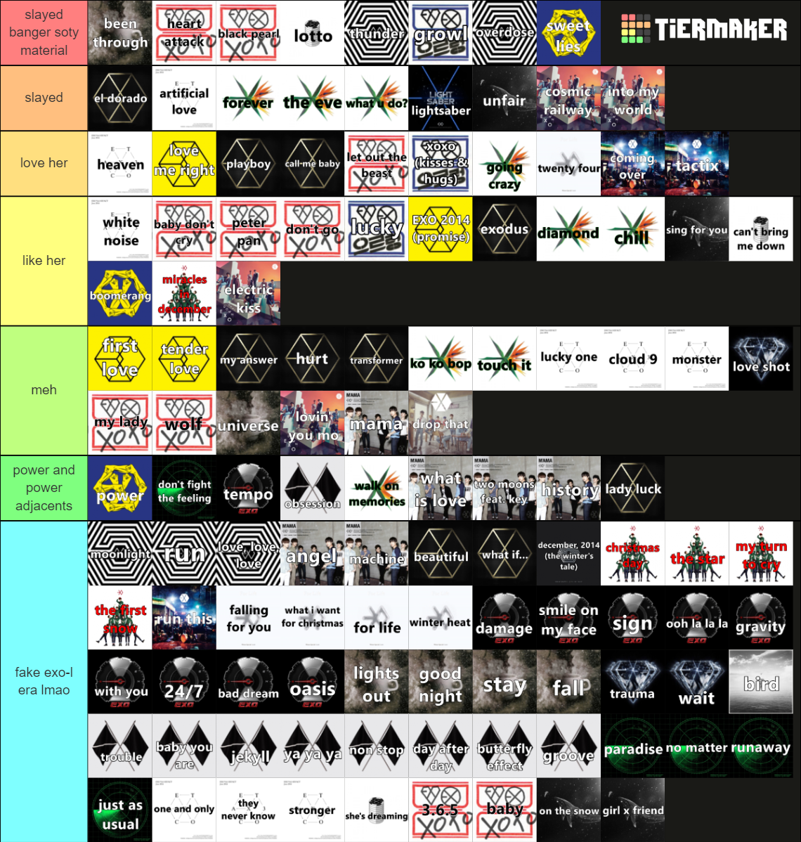 exo songs Tier List (Community Rankings) - TierMaker