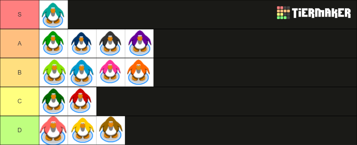 Club Penguin Colors Tier List (Community Rankings) - TierMaker