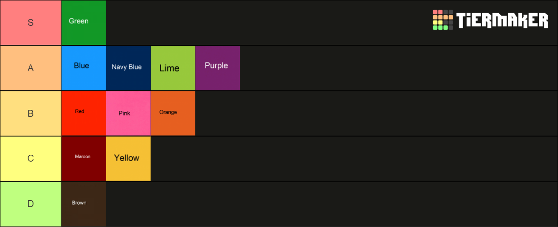 Colour Tier List (Community Rankings) - TierMaker