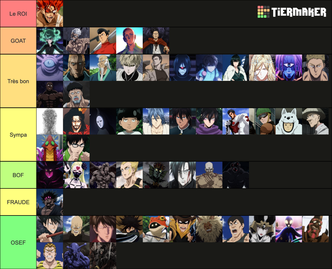 one punch man characters Tier List (Community Rankings) - TierMaker