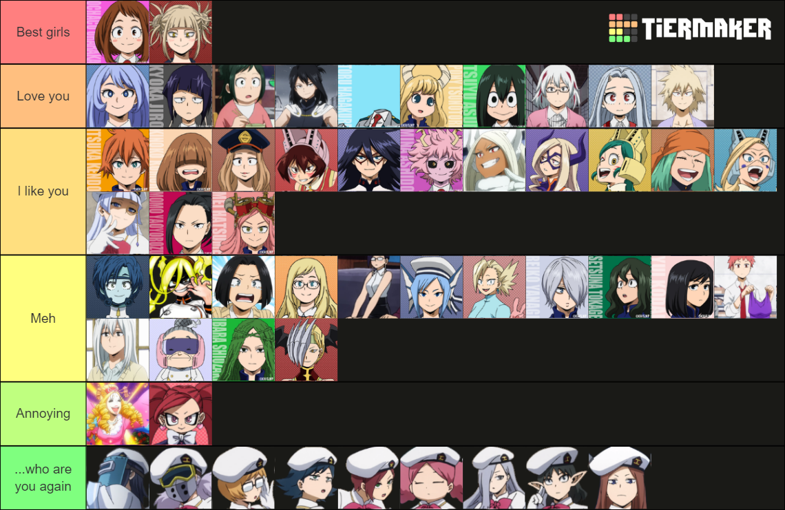Top Waifus in My Hero Academia Tier List (Community Rankings) - TierMaker