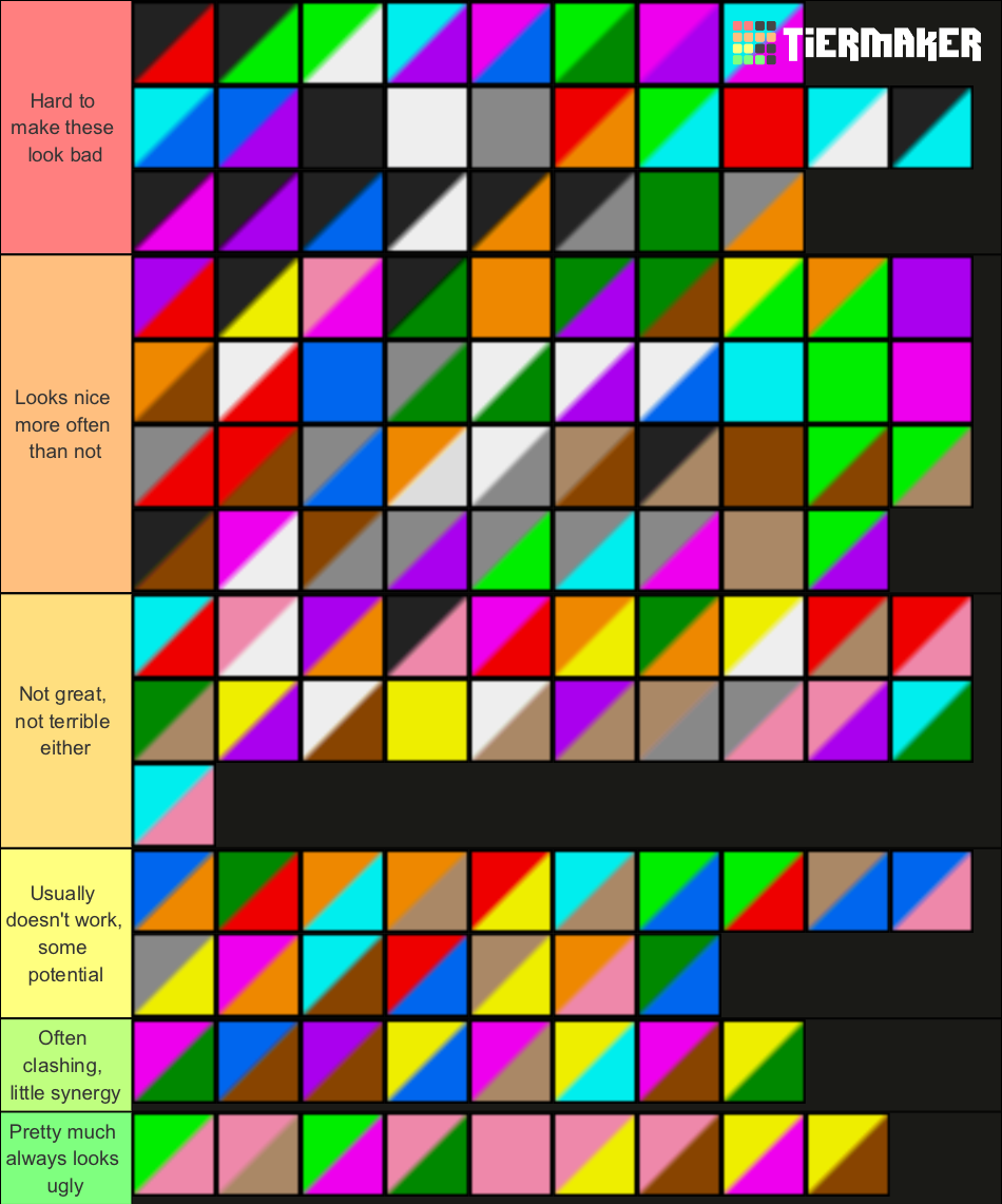 Color Combinations (15 colors) Tier List (Community Rankings) - TierMaker