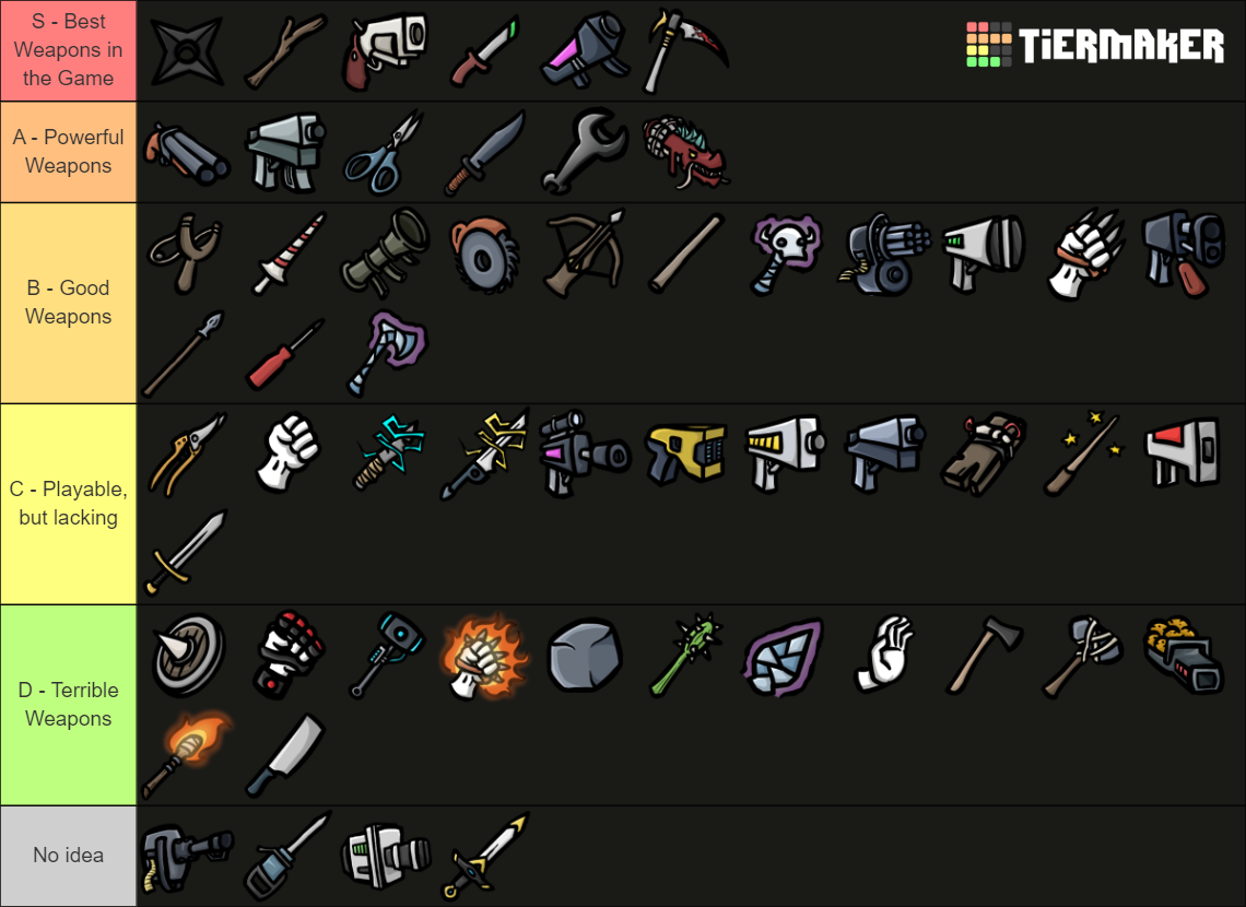 ArosRising Brotato Weapon Tierlist Tier List (Community Rankings ...