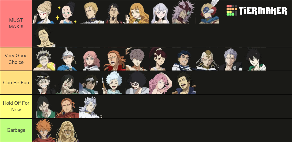Black Clover M SSR Mage LR Priority Tier List (Community Rankings ...