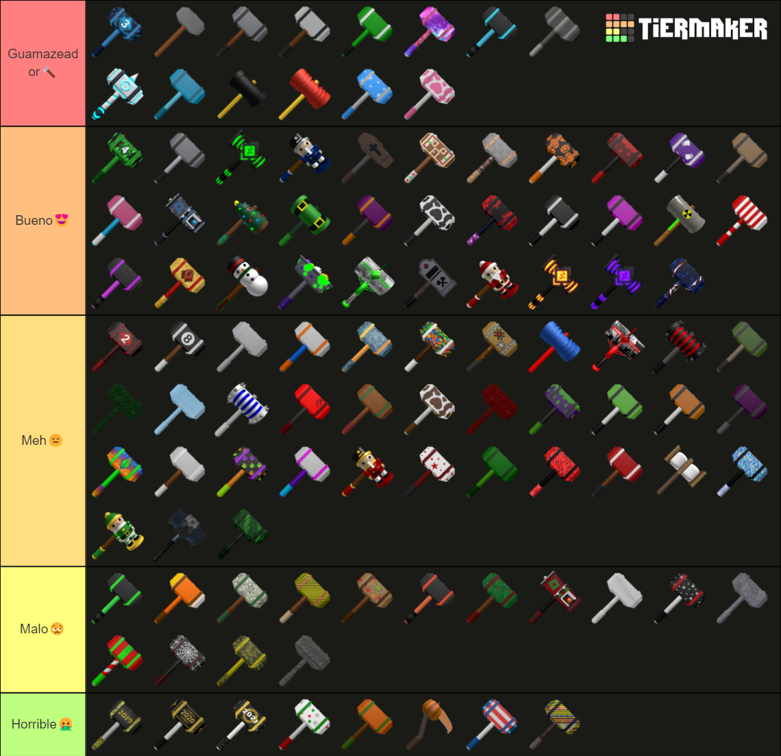 Mejores Martillos de FTF Tier List (Community Rankings) - TierMaker