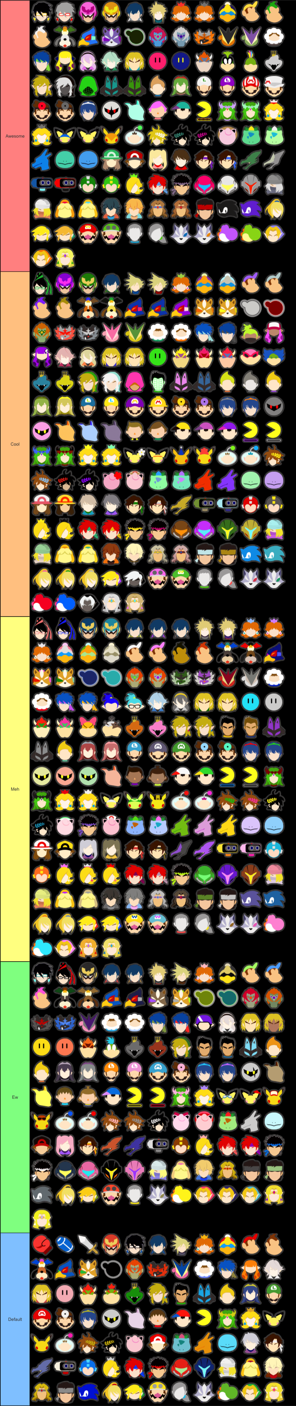 Create A Super Smash Bros Ultimate Colours Maker Tier List Tier Maker