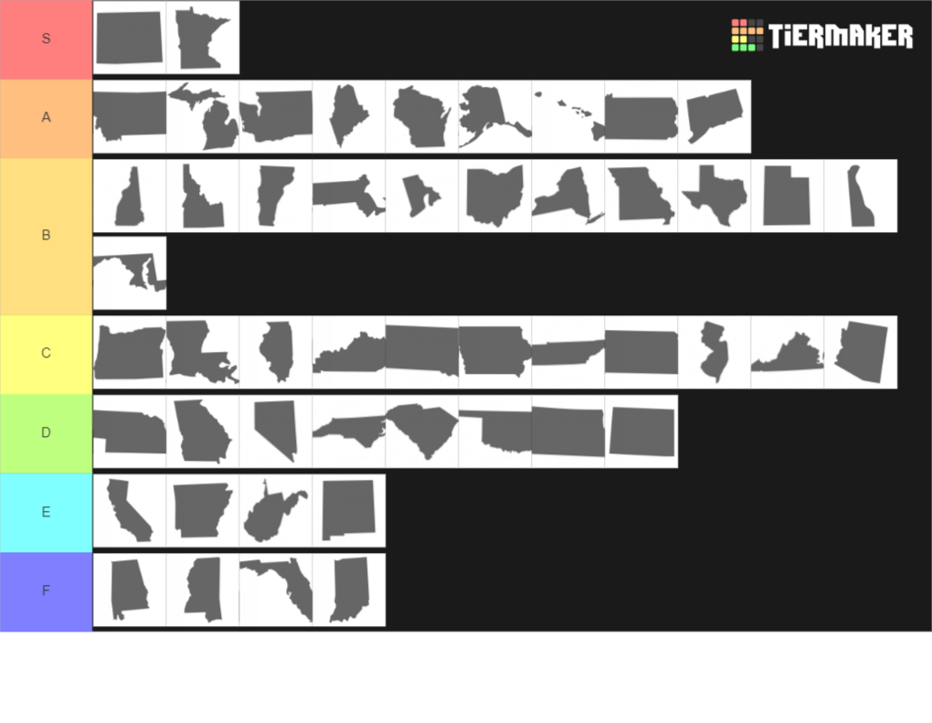 The United States of America Tier List - TierMaker