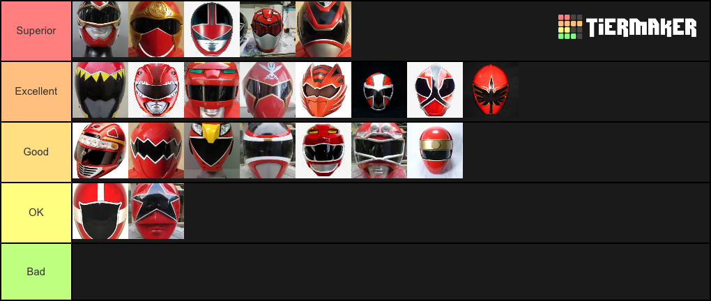 Create a Power Rangers Helmets Tier List - TierMaker