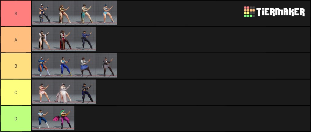 Chun li costume Tier List (Community Rankings) - TierMaker