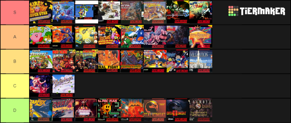 Best SNES Games Tier List (Community Rankings) - TierMaker