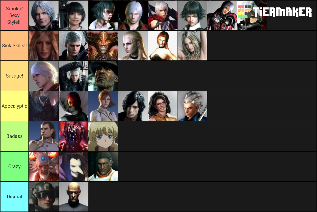 Create a Devil May Cry All Characters Tier List - TierMaker