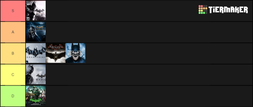 Every Batman Arkham Game Ever Tier List (Community Rankings) - TierMaker