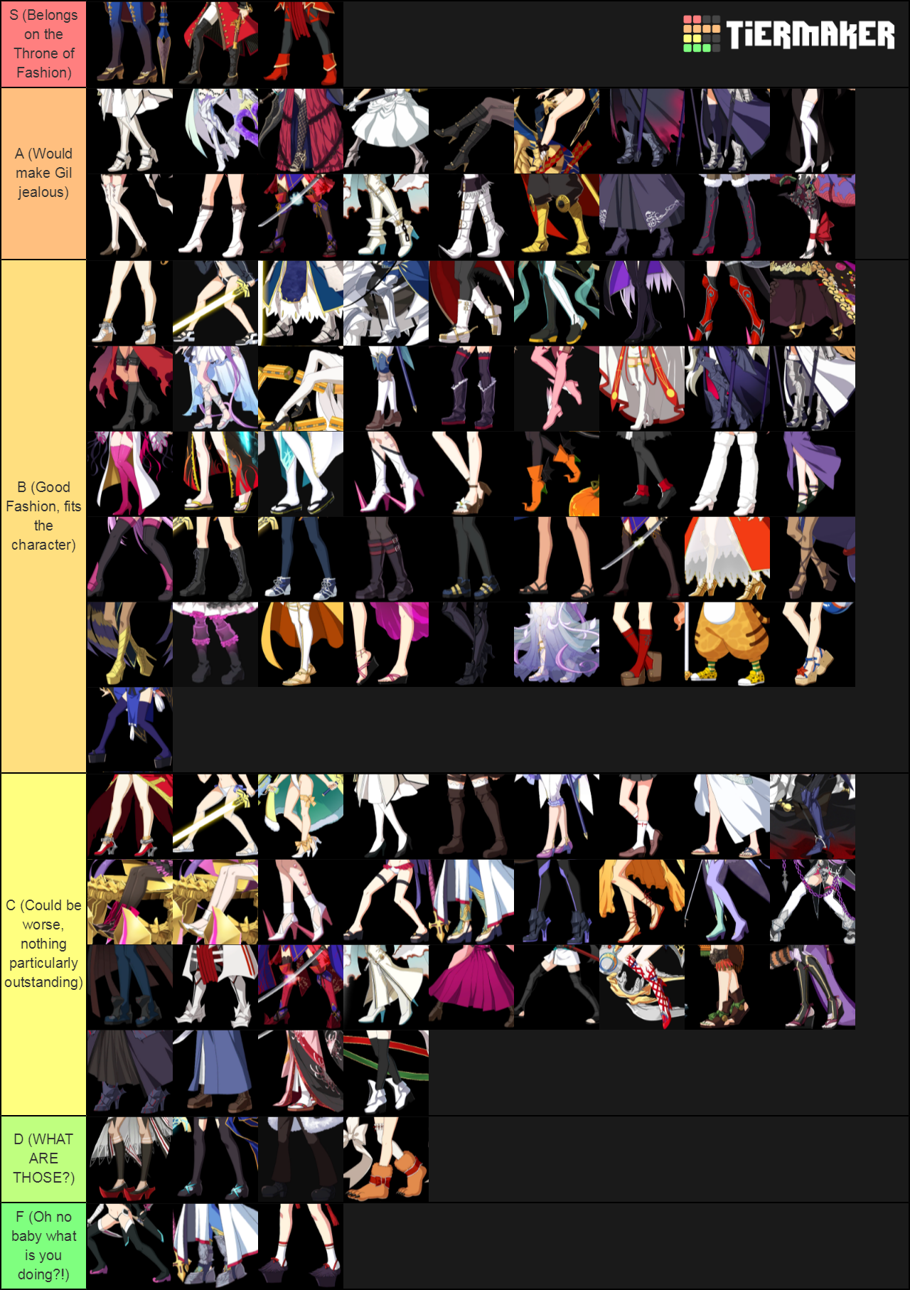 FGO Footwear Tier List Community Rankings TierMaker
