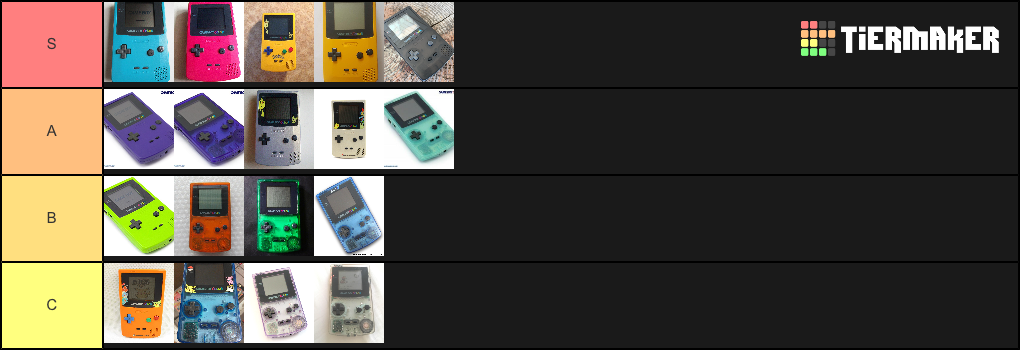 GameBoy Color Variations Tier List (Community Rankings) - TierMaker