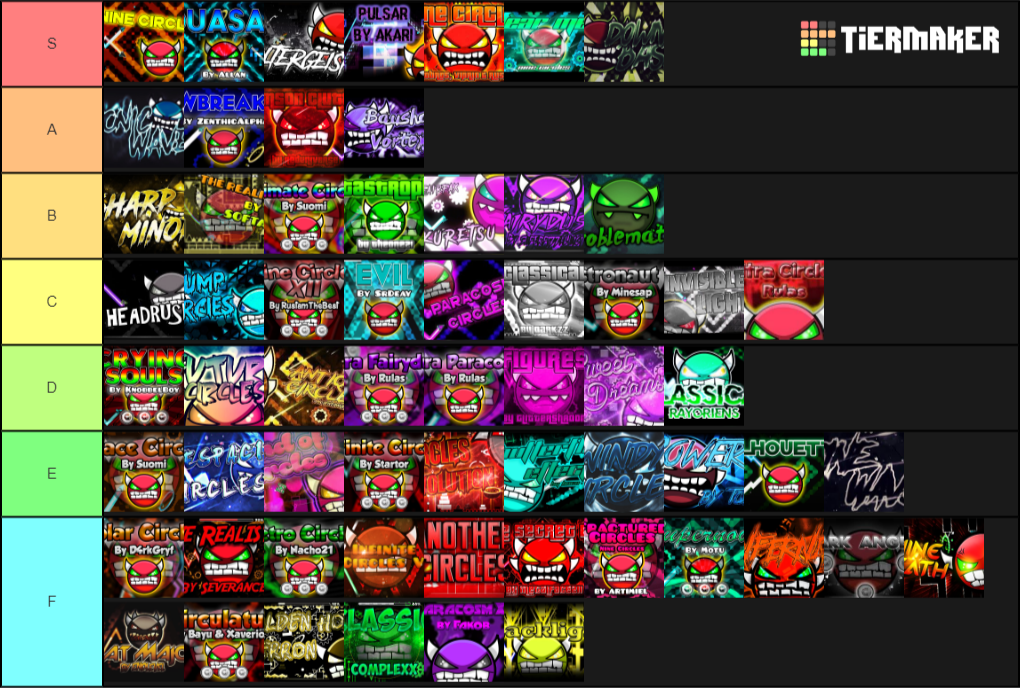 Geometry Dash Nine Circles Rated Demons Tier List (Community Rankings ...