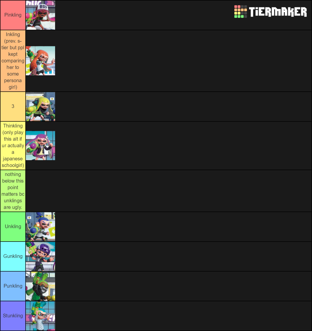 inkling alts Tier List (Community Rankings) - TierMaker