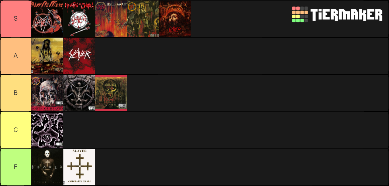 Slayer album Tier List (Community Rankings) - TierMaker