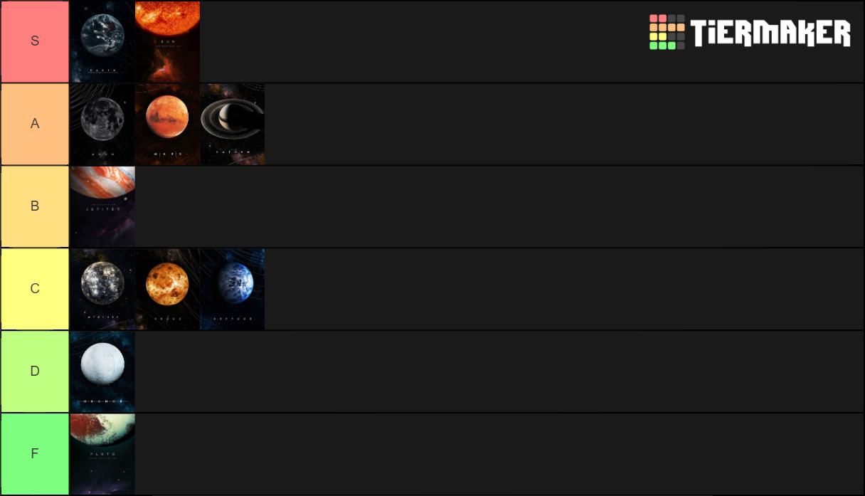 Solar System Tier List (Community Rankings) - TierMaker