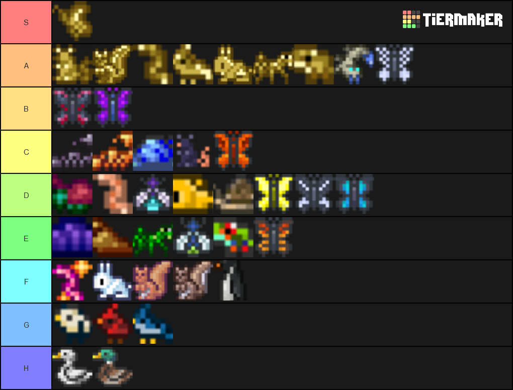 Terraria Critters Tier List (Community Rankings) - TierMaker