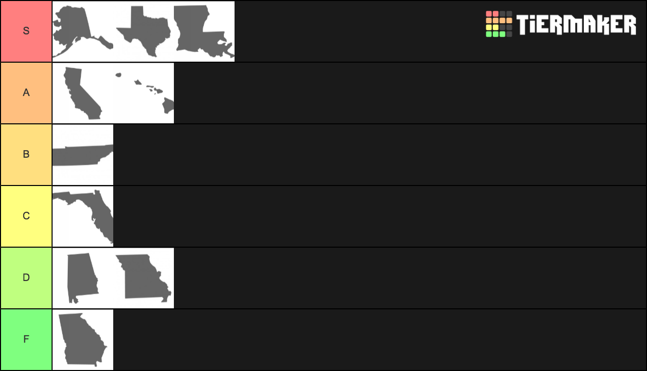 Create a The United States of America Tier List - TierMaker