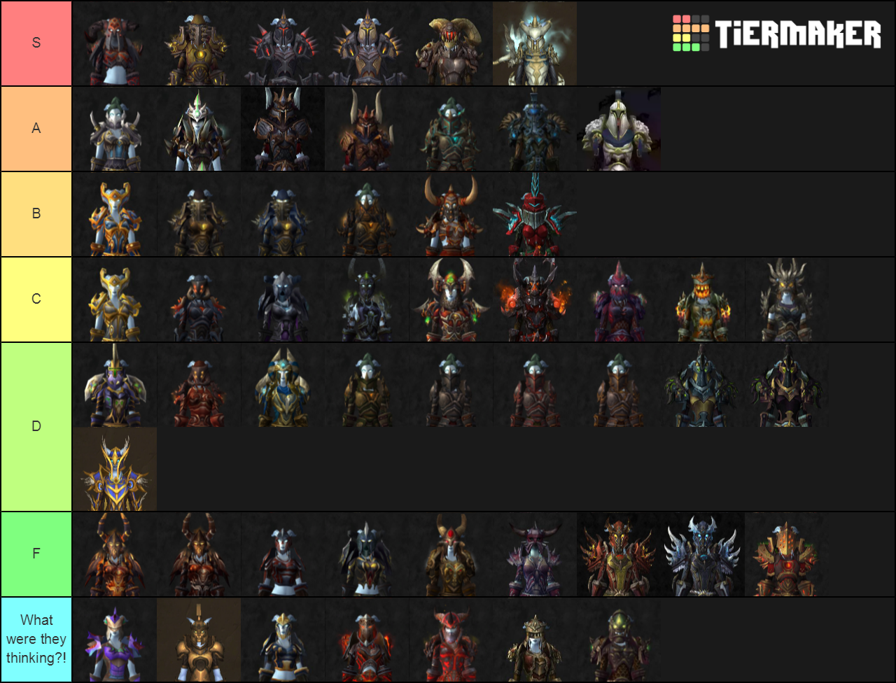 World of Warcraft Tier Sets (Warrior - Alliance side) Tier List (Community Rankings) - TierMaker